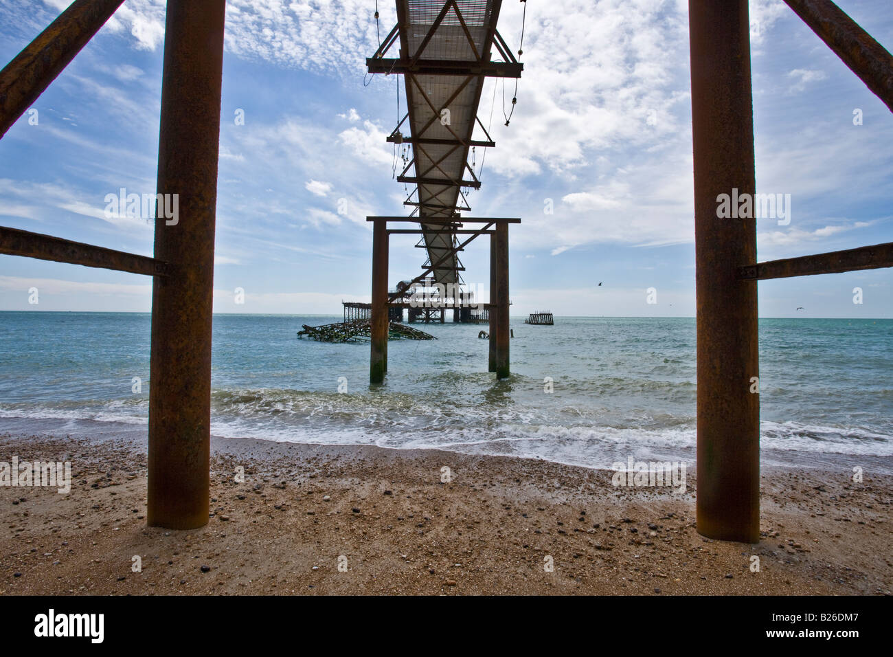 pier destroyed brighton burnt sea side Stock Photo - Alamy