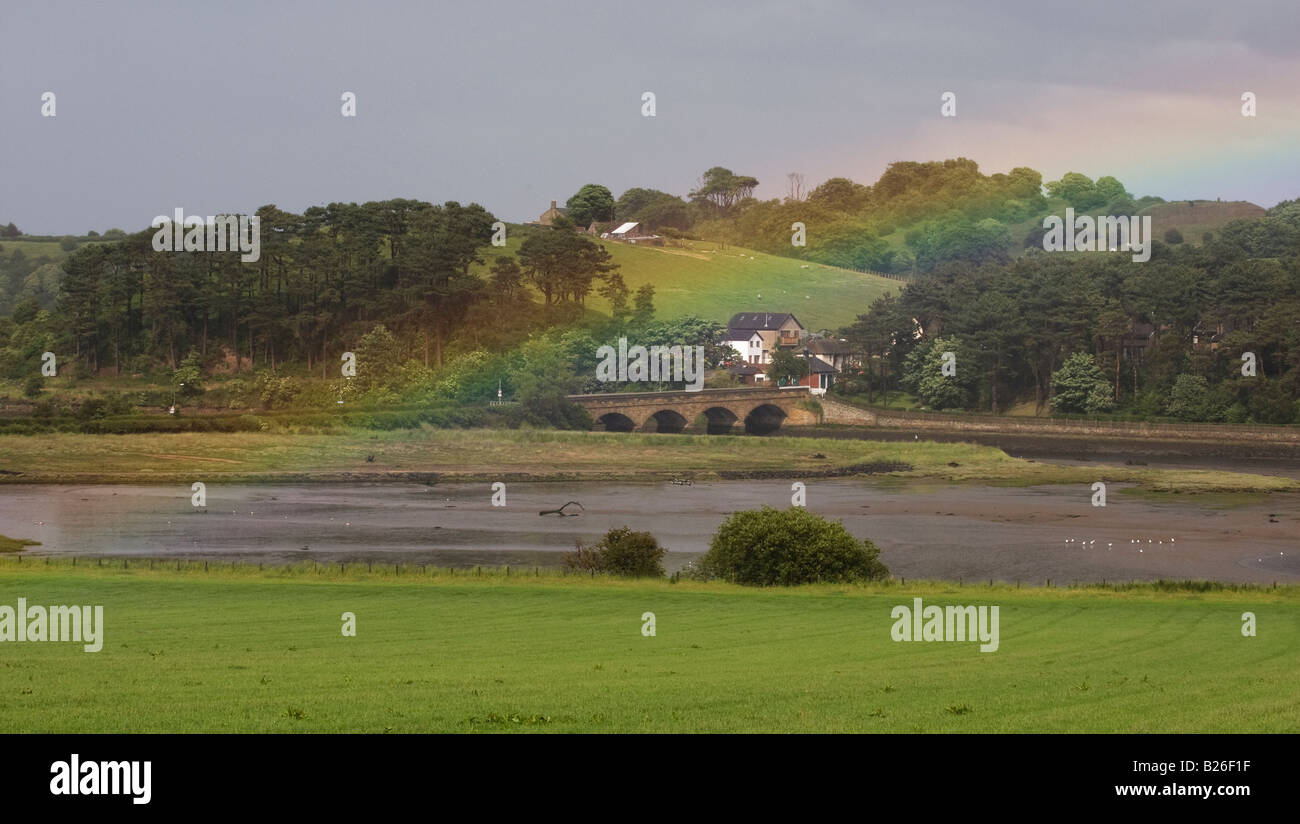 Rainbow in countryside,Alnmouth, Northumberland,England,UK Stock Photo ... Rainbow in countryside,Alnmouth, Northumberland,England,UK Stock Photo ...
