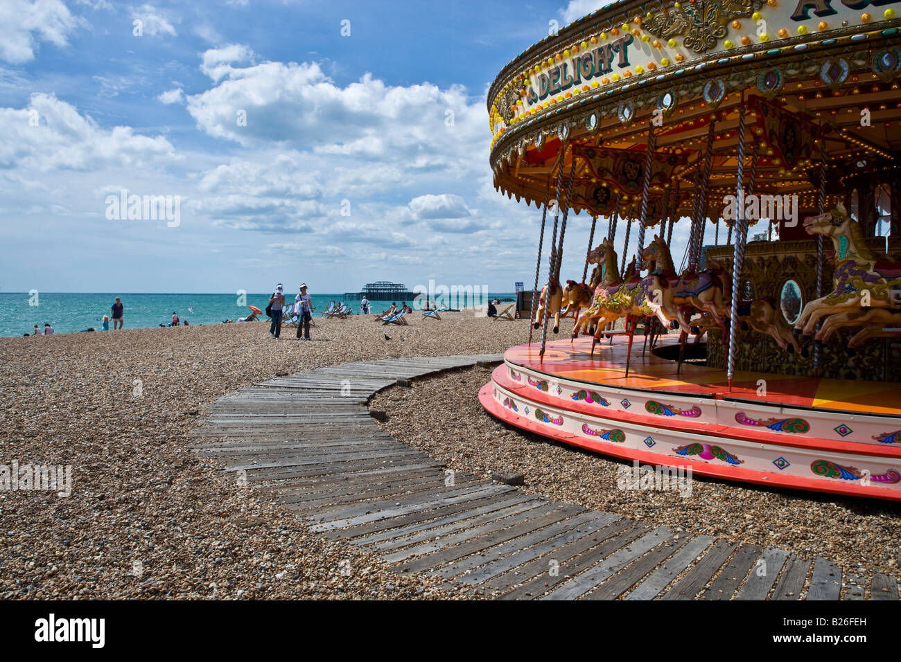 merry go round beach brighton sea side Stock Photo - Alamy