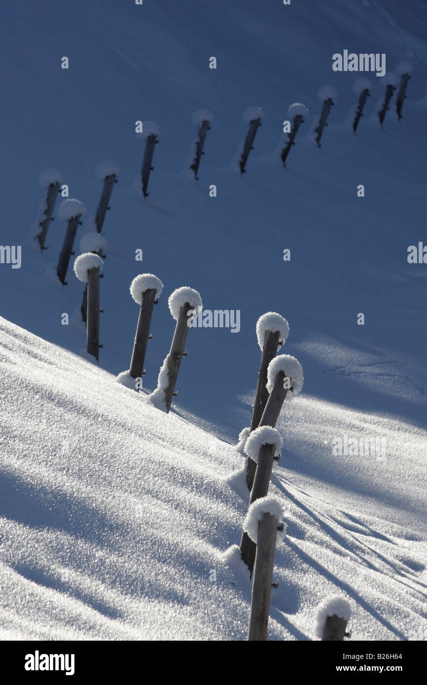 Snow covered fence posts in Bavaria,Germany Stock Photo - Alamy
