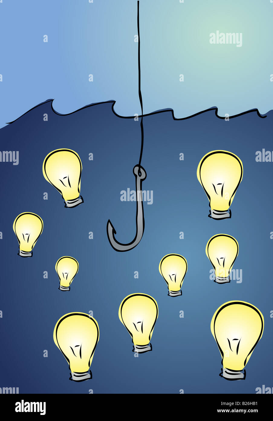 Fishing for ideas illustration of a fishing hook looking for ideas ...