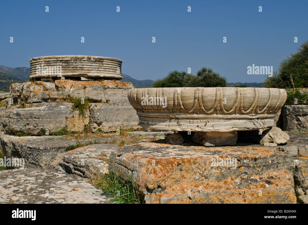 Heraion archaeological site of Hera Temple, Samos, Greece Stock Photo ...
