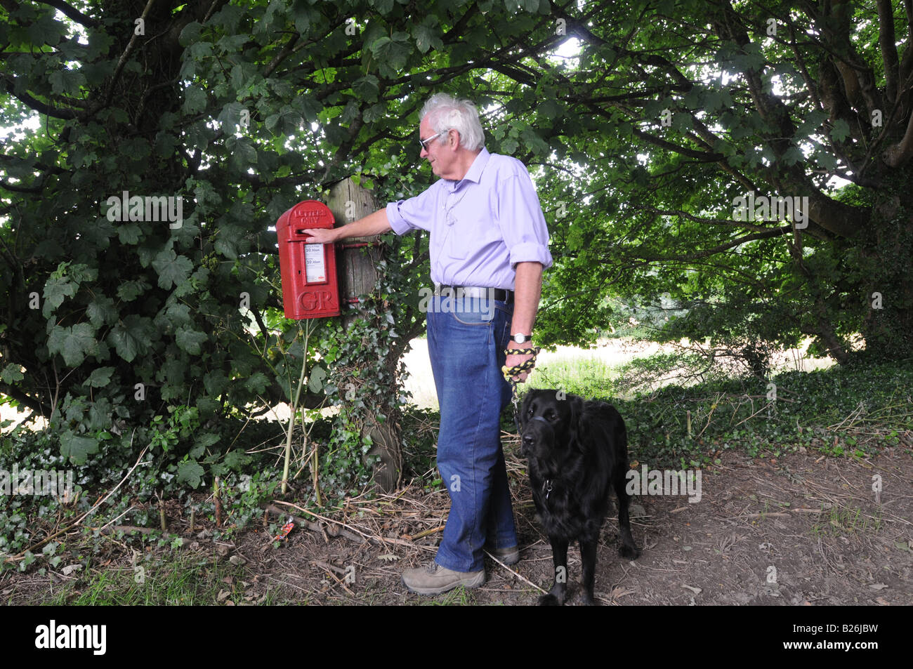 Man posting letter on country lane near Falmouth, Cornwall Stock Photo ...