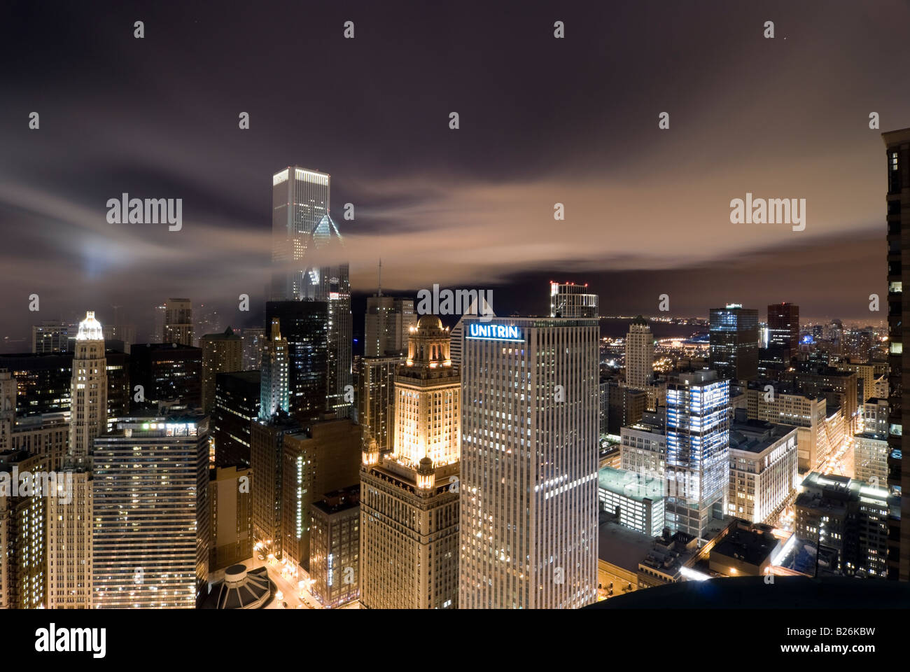 Chicago East Loop with a low dramatic cloud Stock Photo - Alamy