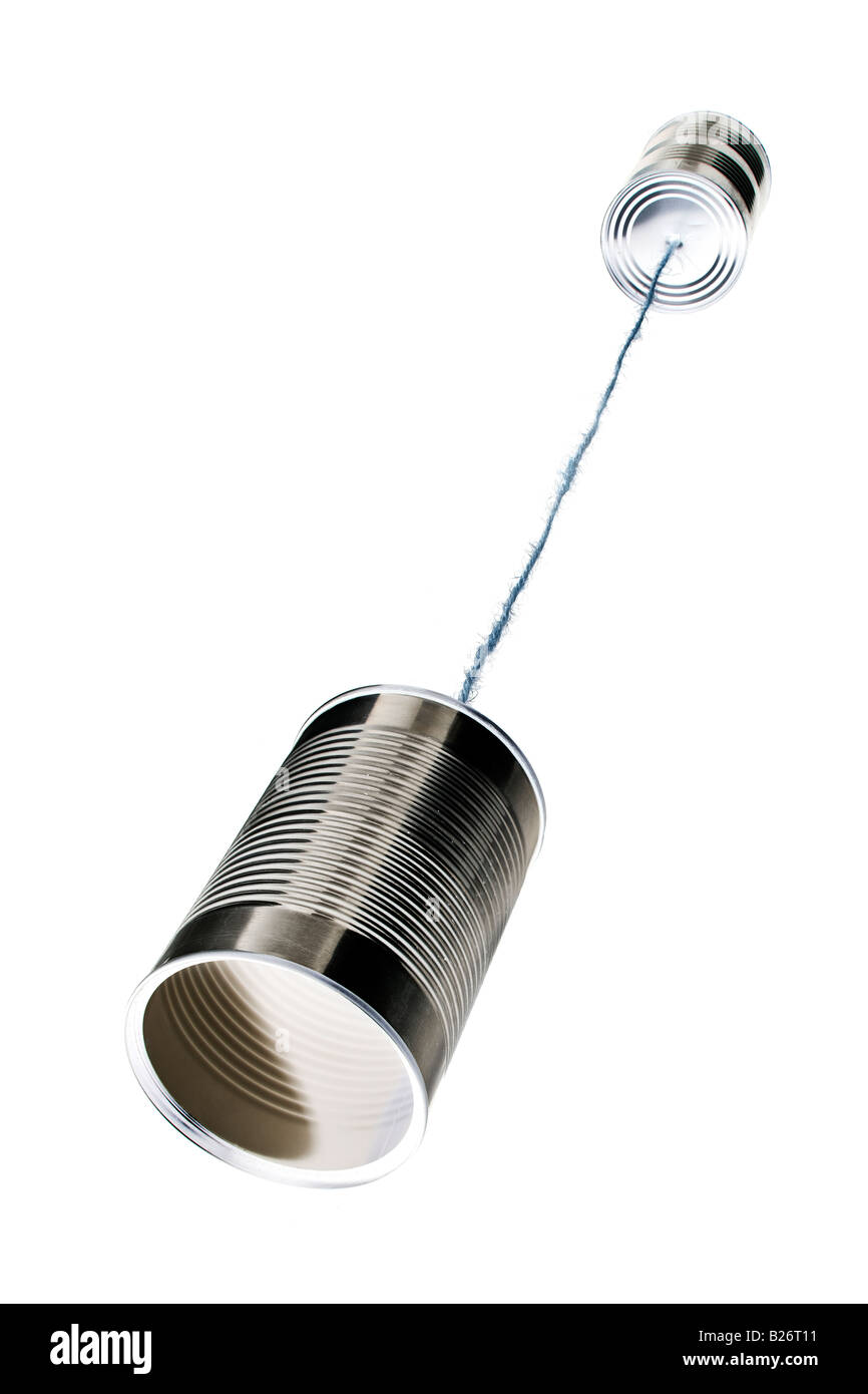 Tin can telephone Stock Photo - Alamy