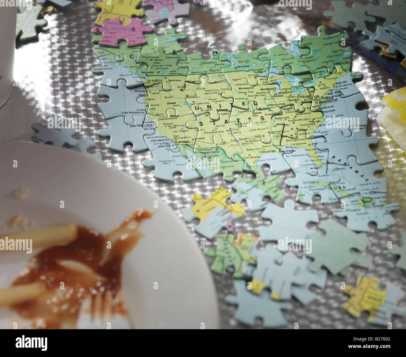 jigsaw map of North America with junk food Stock Photo - Alamy