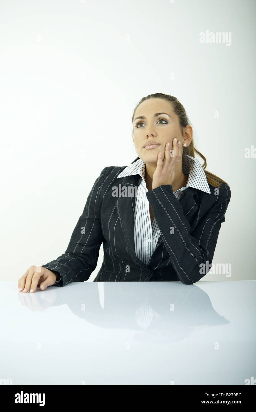 Beautiful business woman during daily office routines Stock Photo - Alamy