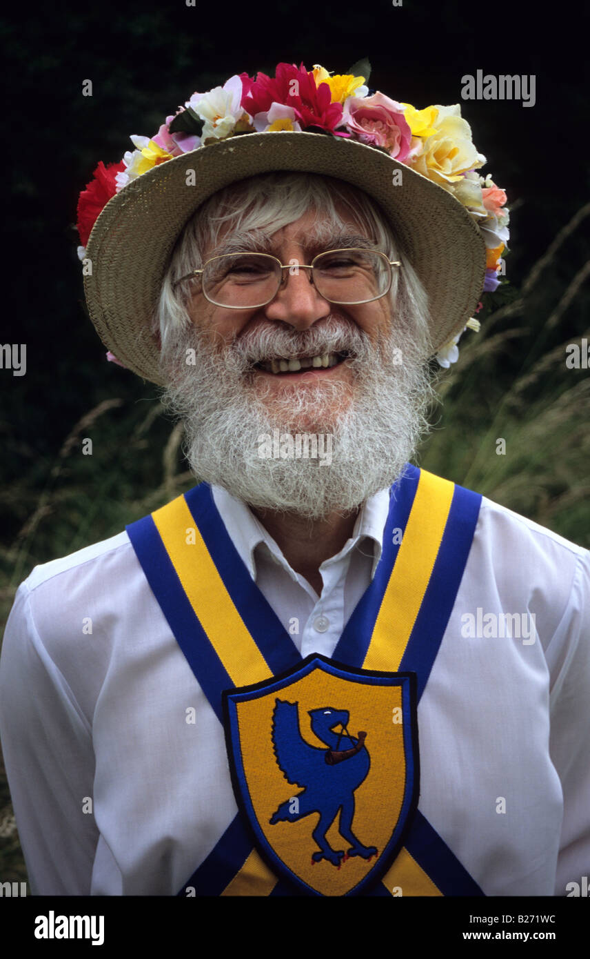 Traditional English Morris Dancer With Beard Stock Photo - Alamy