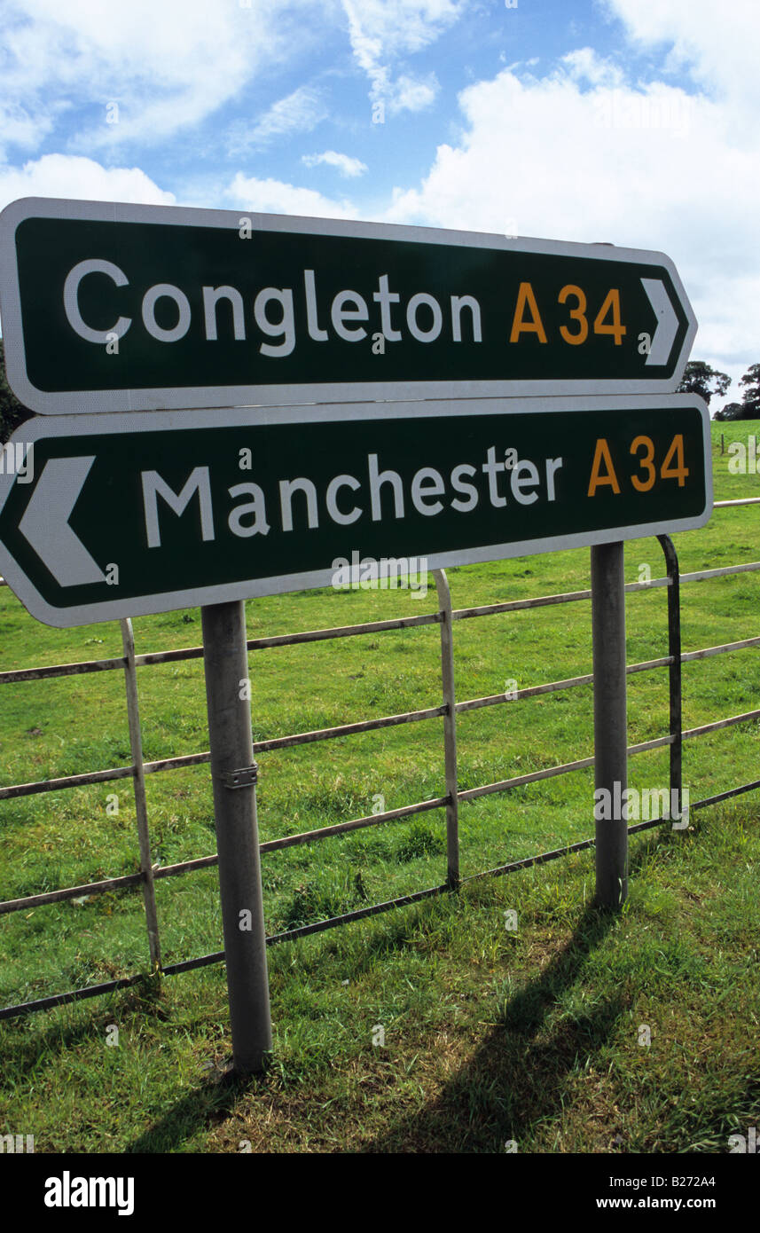 A34 Congleton Manchester Sign Stock Photo - Alamy