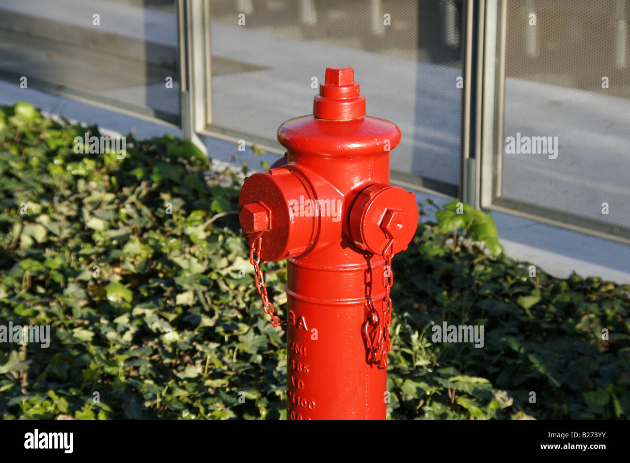 one new red fire hydrant outdoors Stock Photo - Alamy