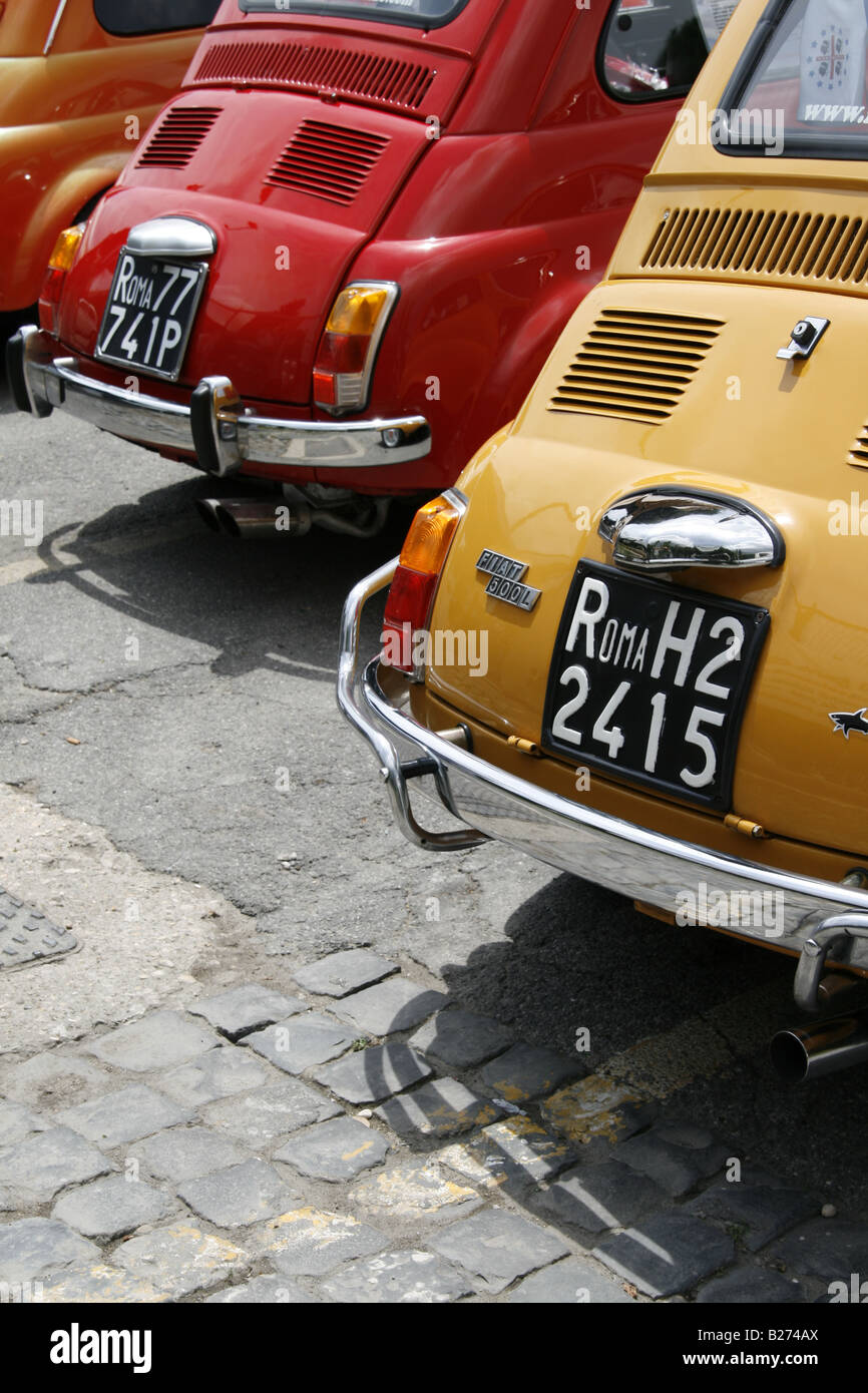 customised fiat 500 cars in street in rome italy Stock Photo - Alamy