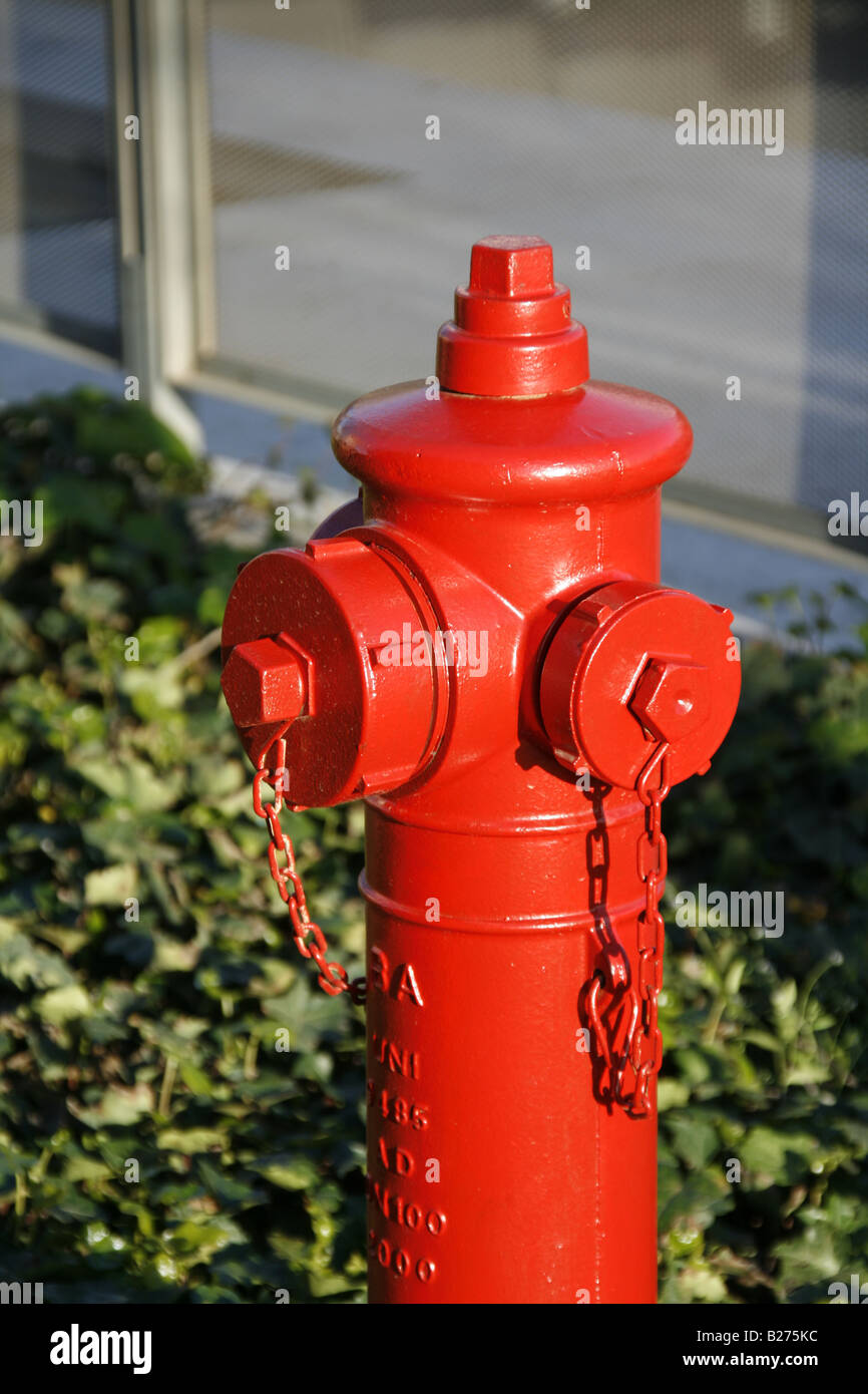one new red fire hydrant outdoors Stock Photo - Alamy