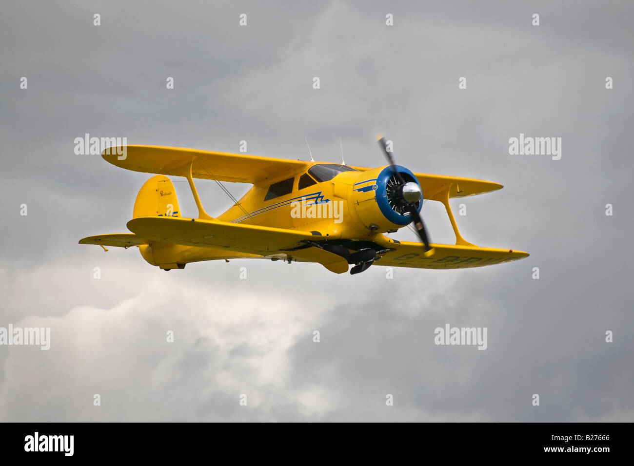 A Beechcraft Staggerwing on take off Stock Photo - Alamy