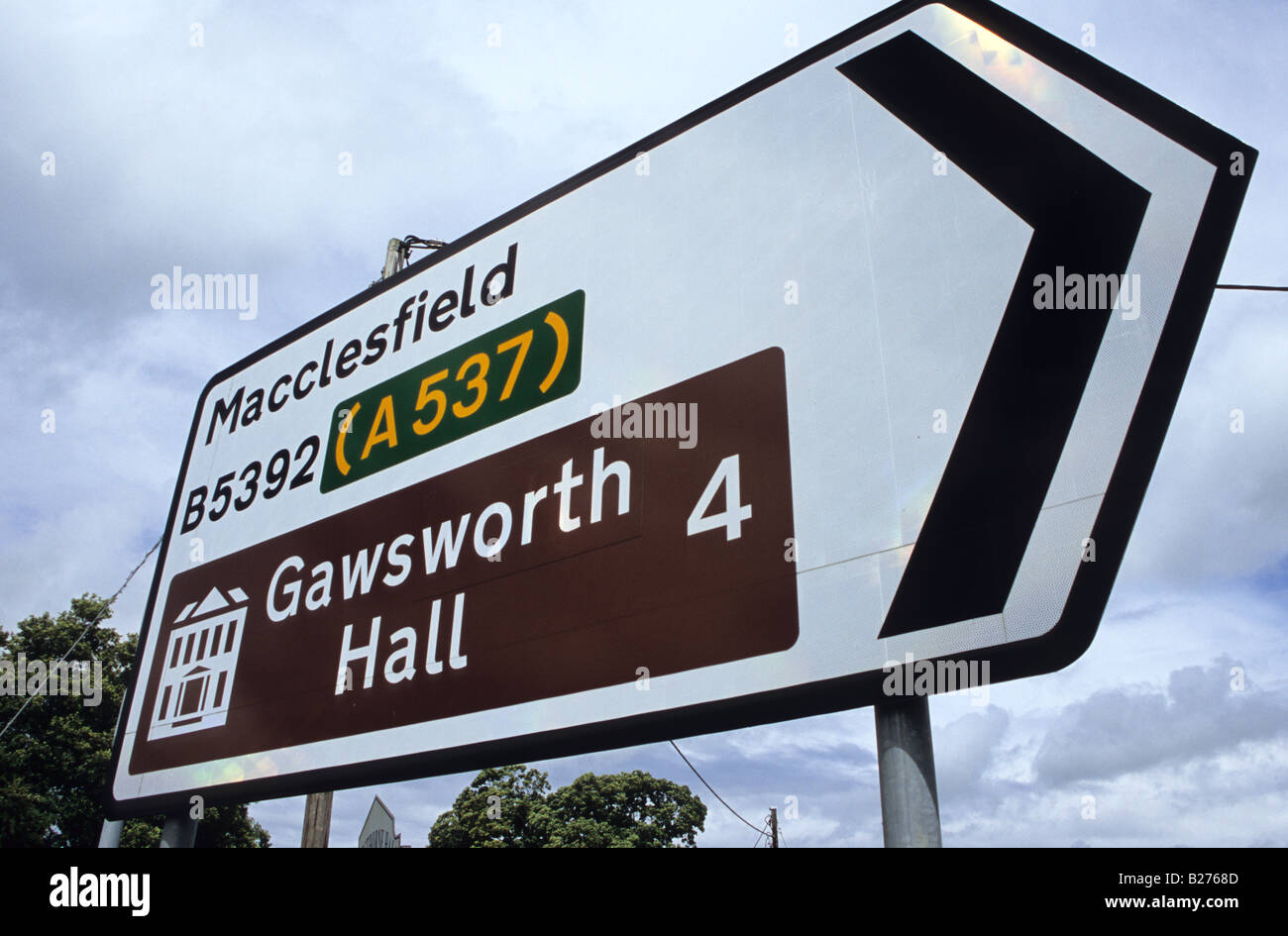 A537 Macclesfield And Gawsworth Hall Sign Stock Photo - Alamy