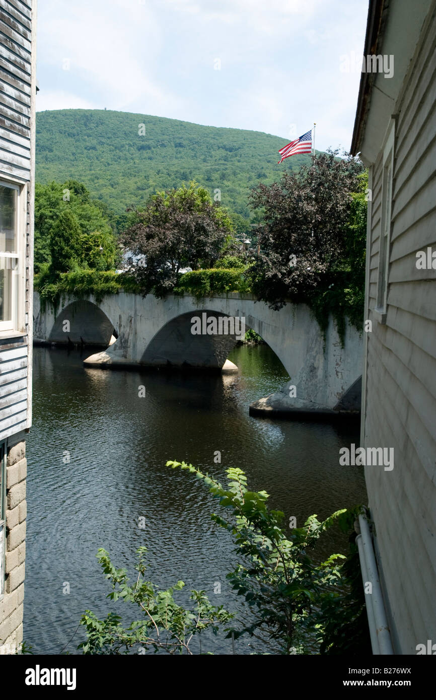Two buildings in the town of Buckland frame a view of the Shelburne ...