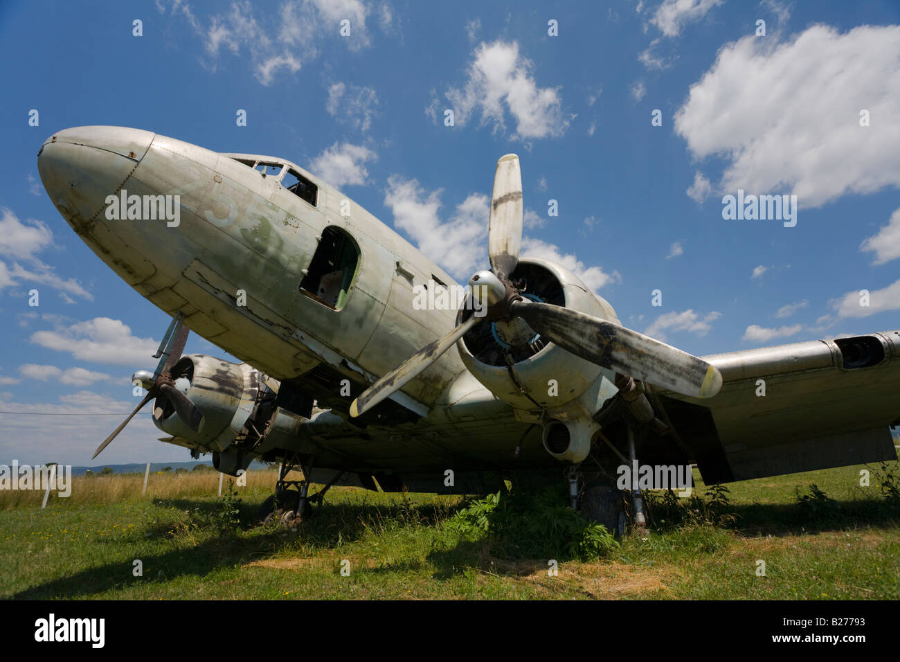 Derelict aircraft, C-47 Skytrain piston-engined propeller driven ...