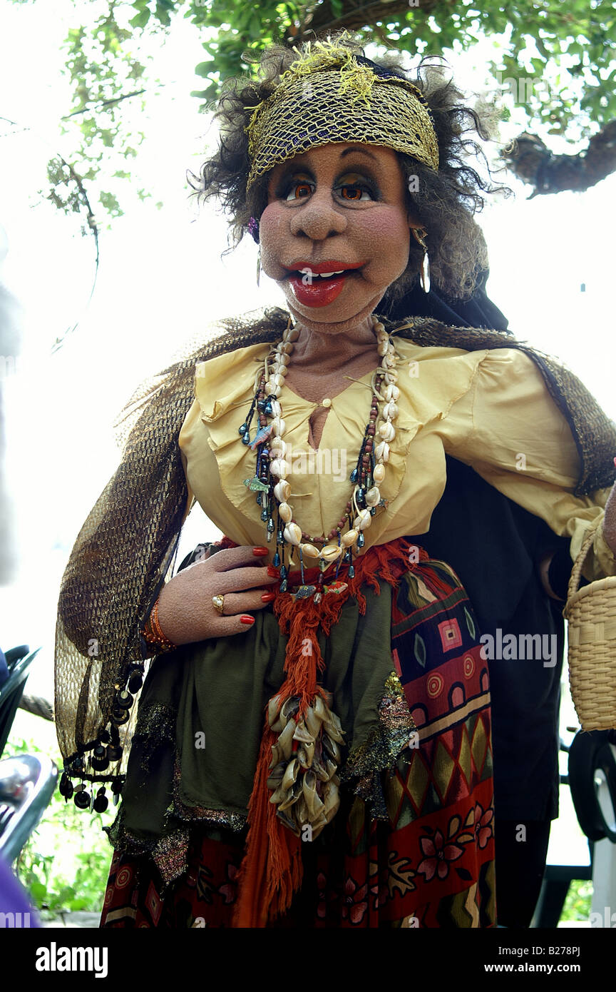 Life-sized, Voodoo Lady puppet at Tybee Island restaurant near Savannah ...