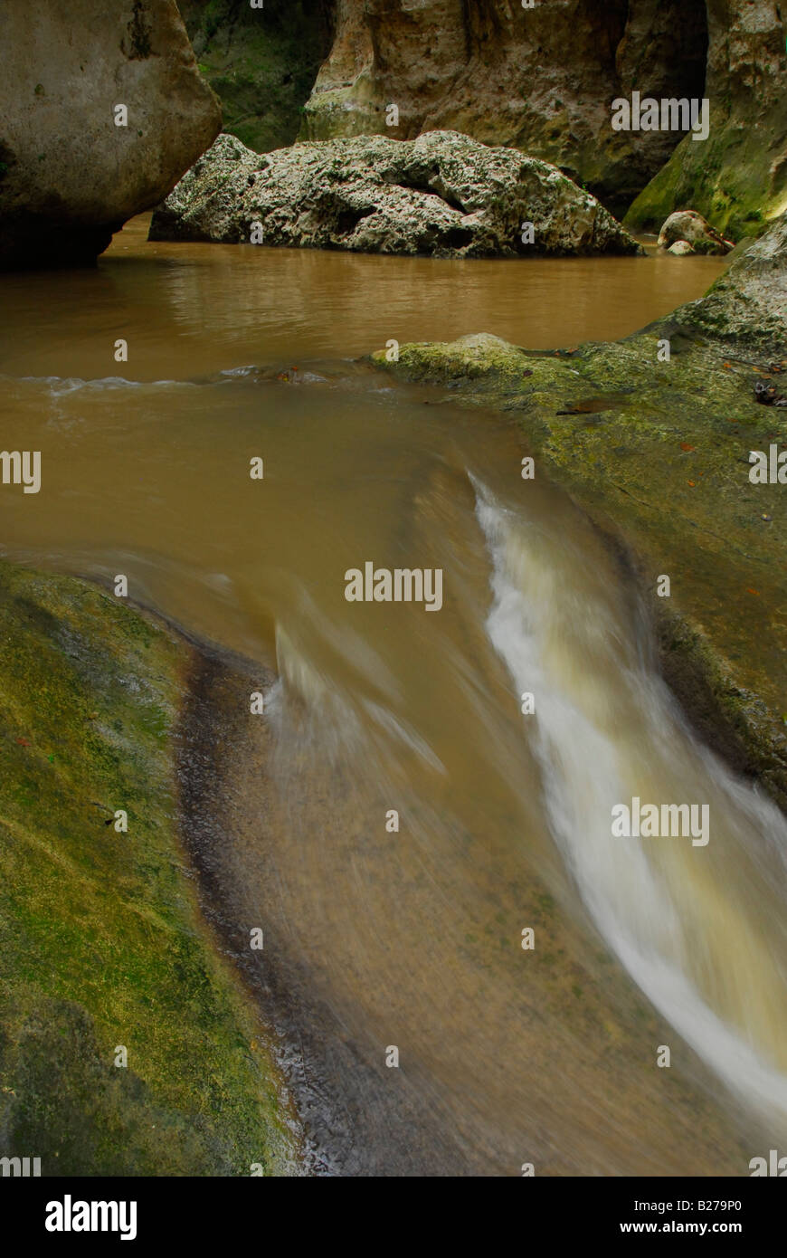 Waterfall and pond in Bassin Bleu protected area, Jacmel, Haiti Stock ...