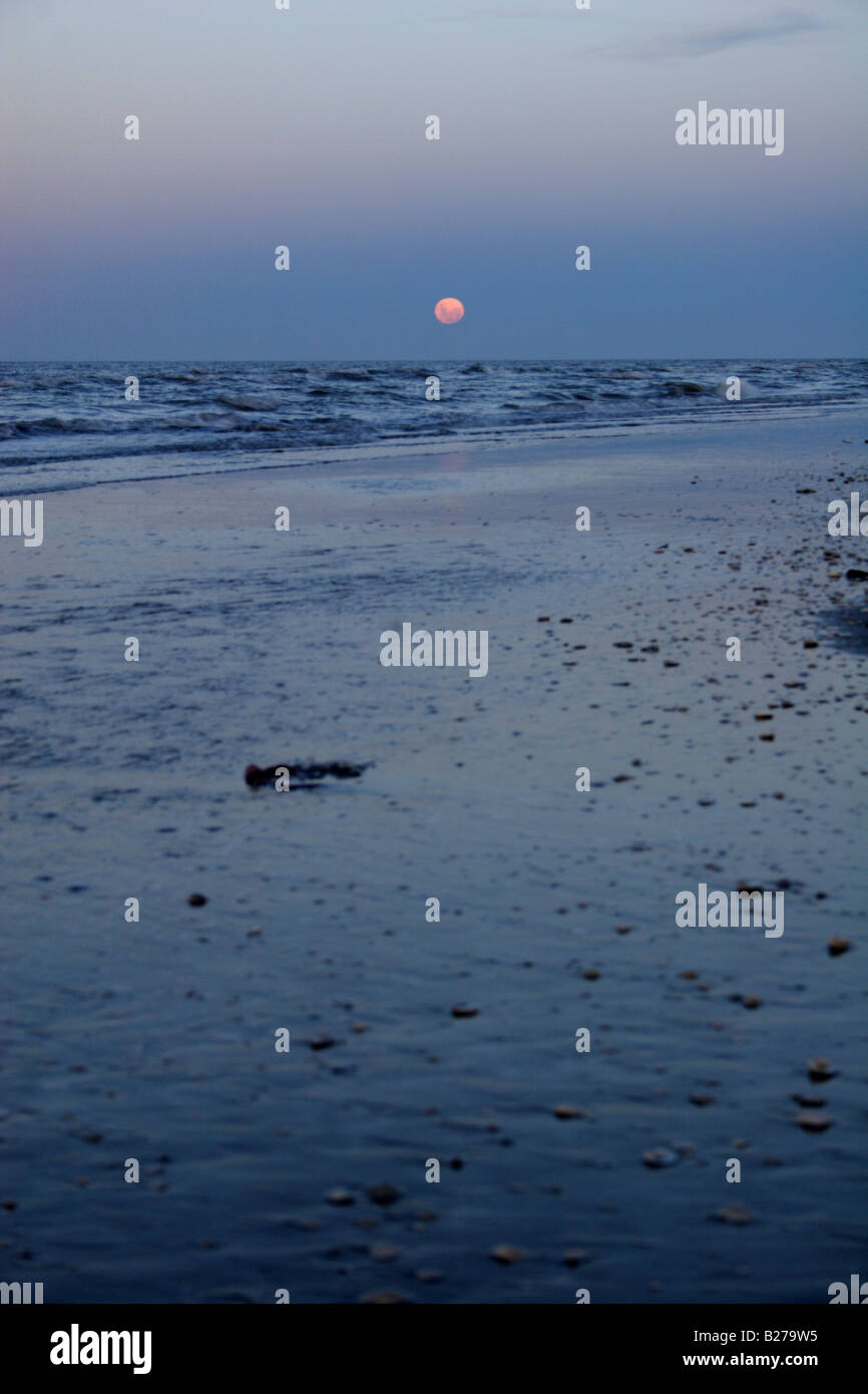 Moon rising over ocean (vertical Stock Photo - Alamy