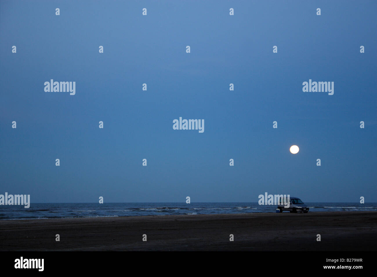 Beach: Moon & car 1 Stock Photo - Alamy