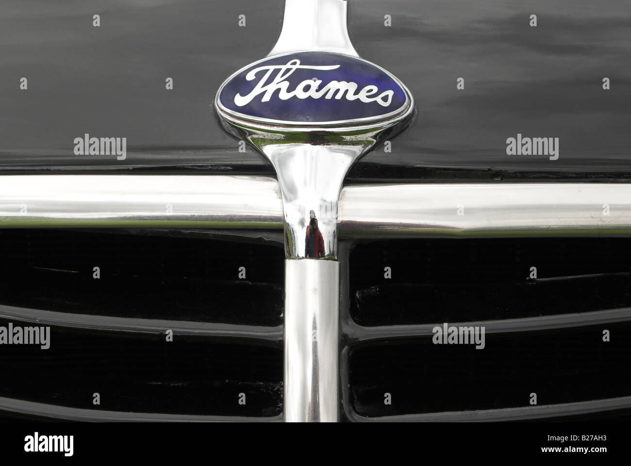 A Ford Thames badge, bonnet and grill Stock Photo - Alamy