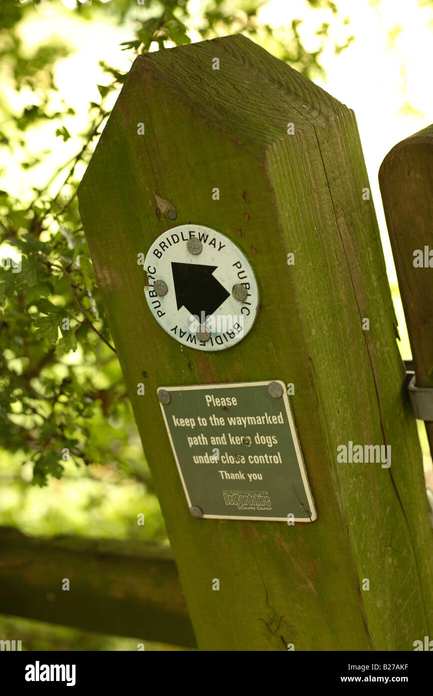 Public bridleway marker post Stock Photo - Alamy