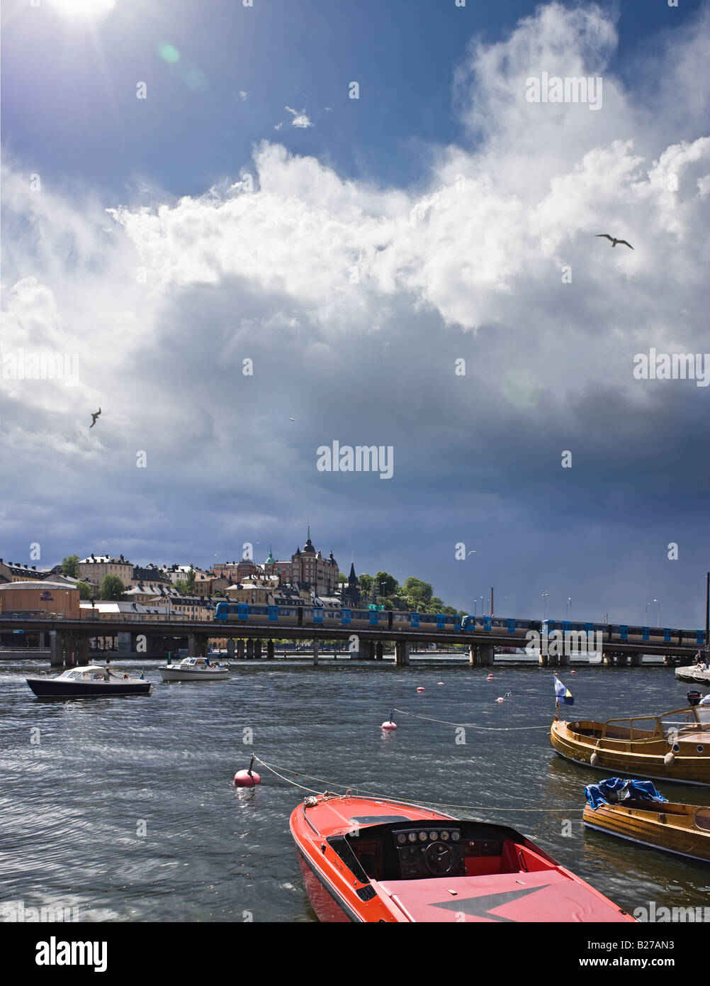 A view from Slussen Stockholm with a stormy sky Stock Photo - Alamy