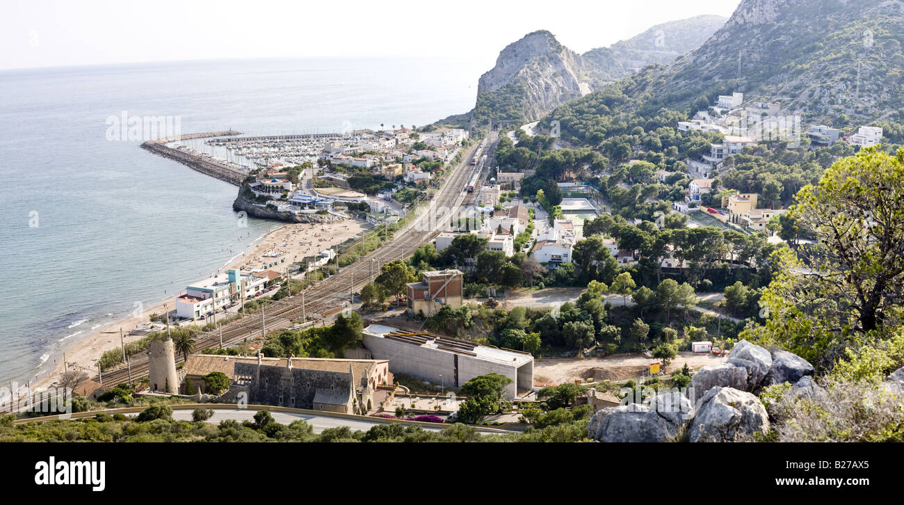 aerial panoramic of Garraf village in summer Stock Photo - Alamy