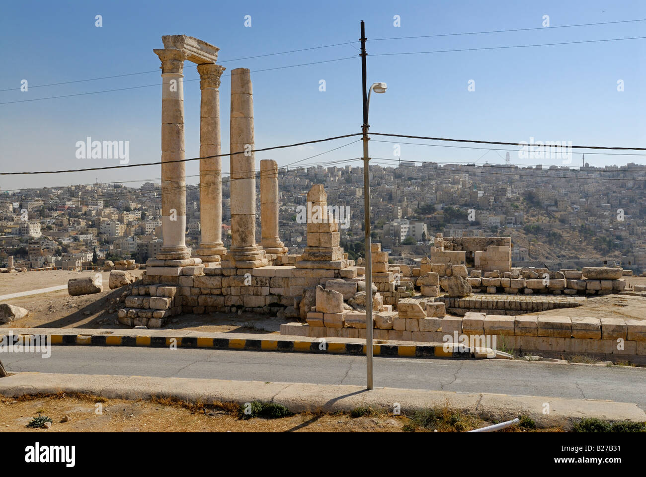 Columns of a Roman temple probably of Hercules citadel Jebel lal Qalaa ...