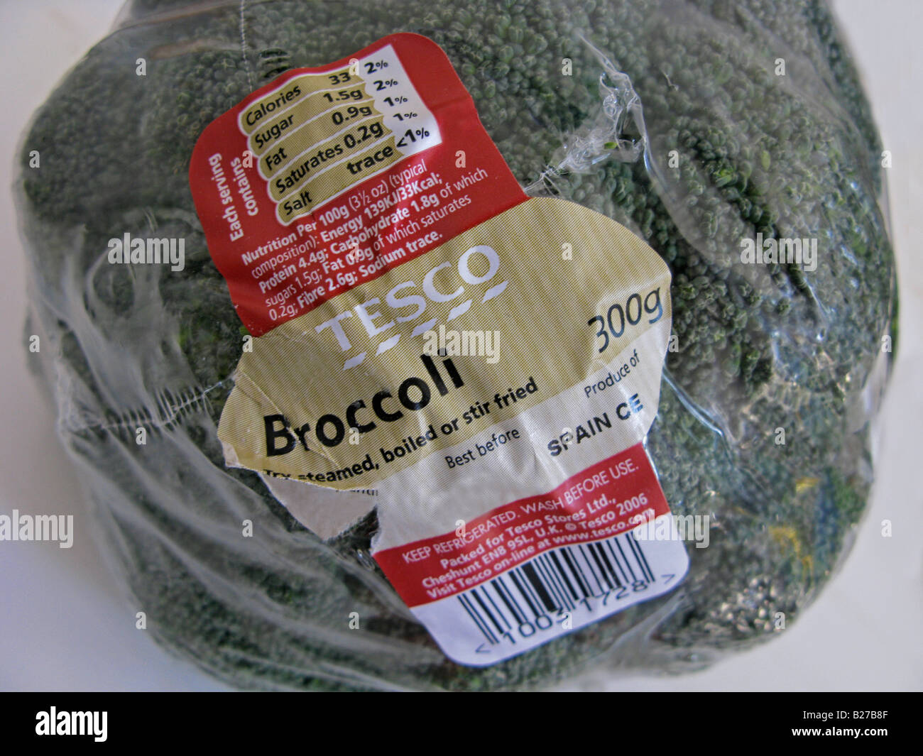 pre packed plastic packaging on broccoli from a supermarket Stock Photo ...