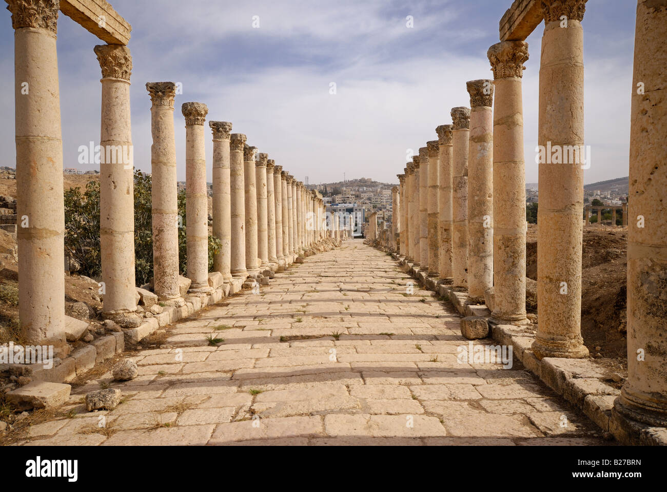 columns of Cardo Maximus in Ruins of Jerash Roman Decapolis city dating ...