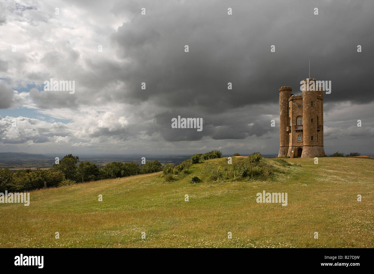 View of the Cotswolds and Broadway tower Stock Photo - Alamy