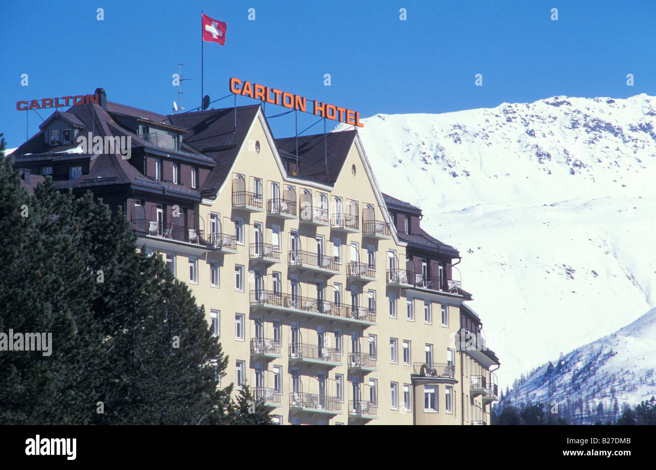 Hotel Carlton in Sankt Moritz Engadine Grisons Switzerland Stock Photo ...