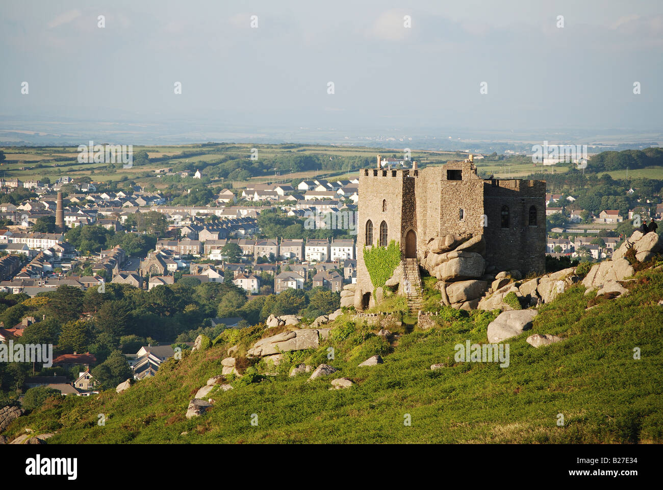 carn brea castle overlooking redruth in cornwall,uk Stock Photo - Alamy