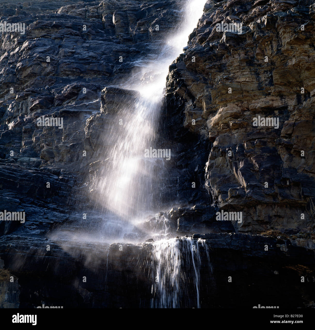 WATERFALL ABOVE VICTORIA GLACIER & LAKE LOUISE, BANFF NATIONAL PARK ...