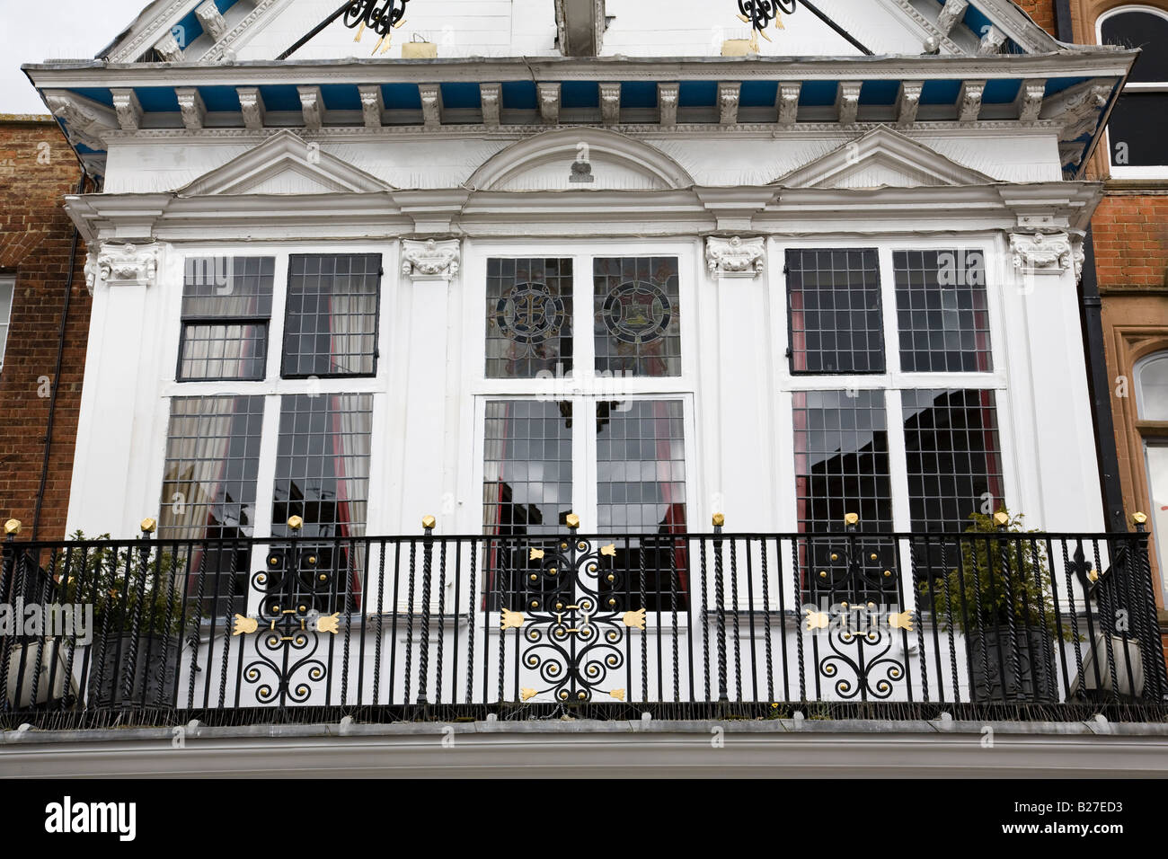 Close-up of part of the facade of the historic Guildhall (Tudor origins ...