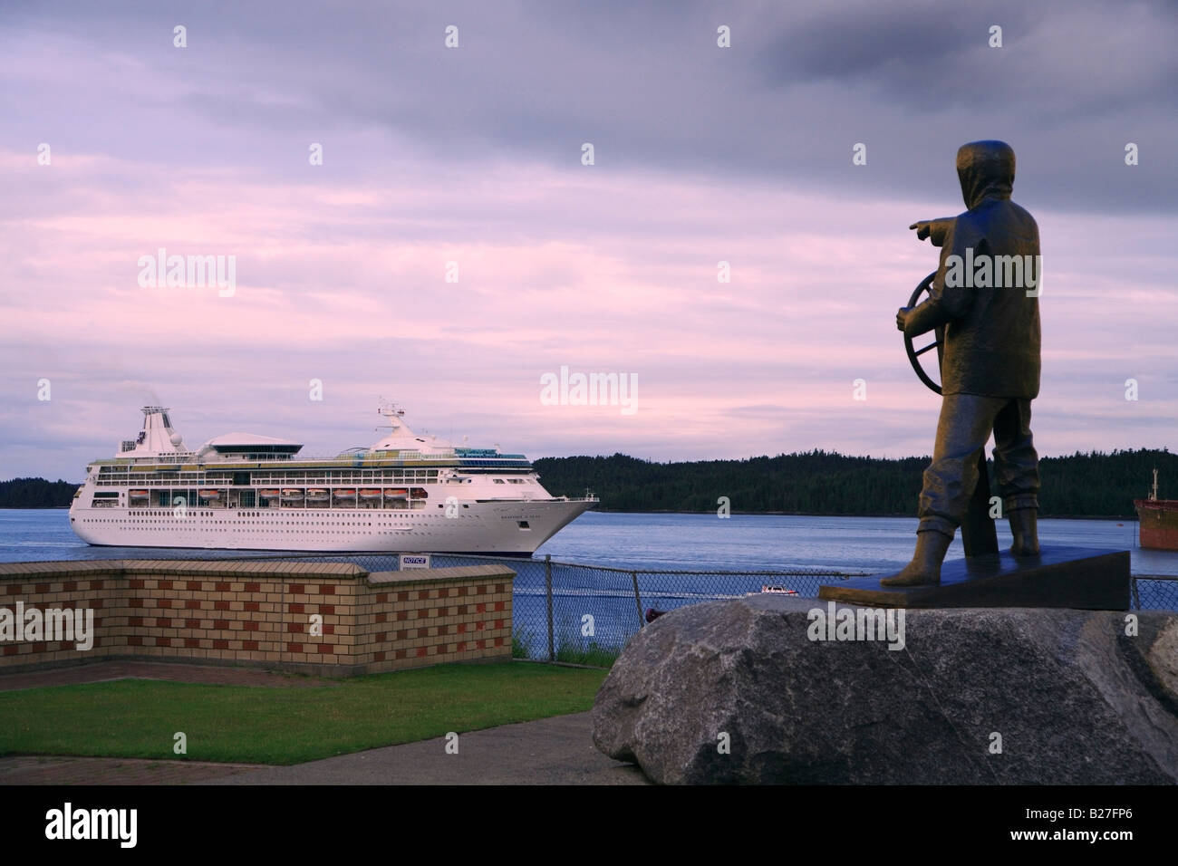 Cruise ship Rhapsody of the Seas and seafarer s statue Prince Rupert BC ...