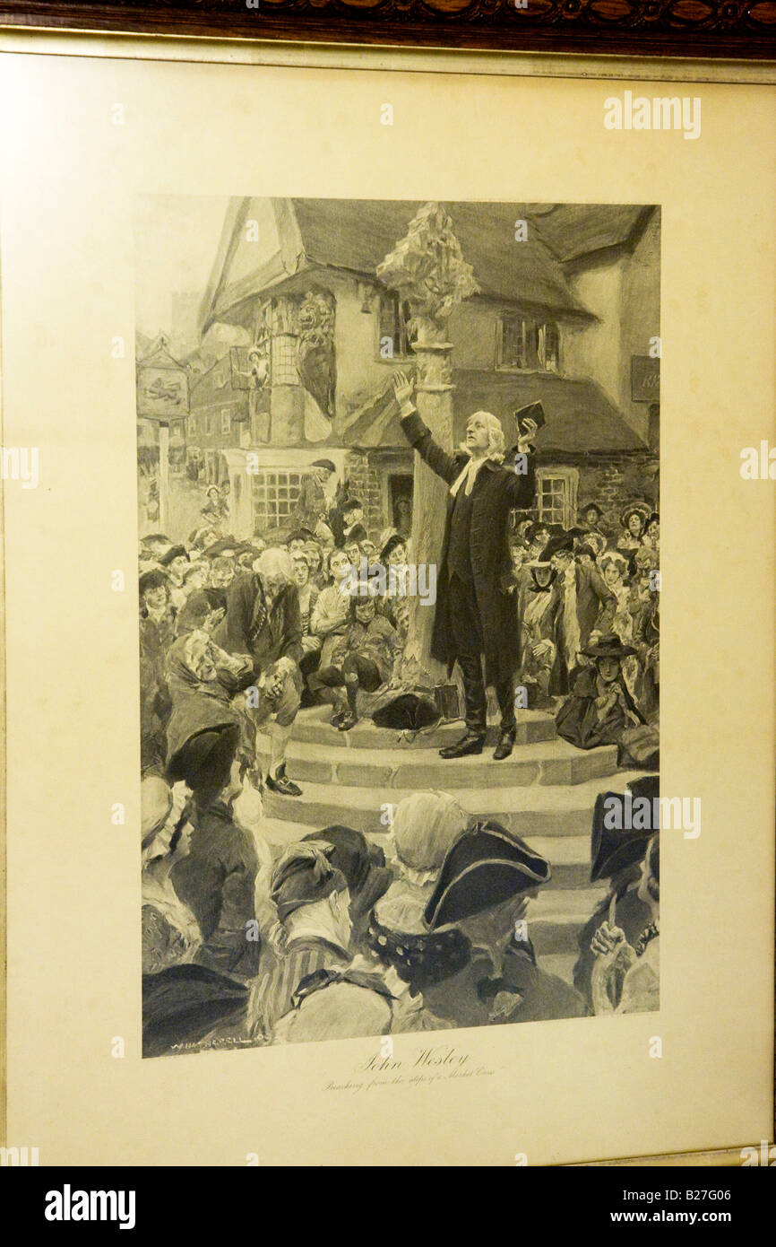 picture of John Wesley preaching to a crowd in public Stock Photo - Alamy