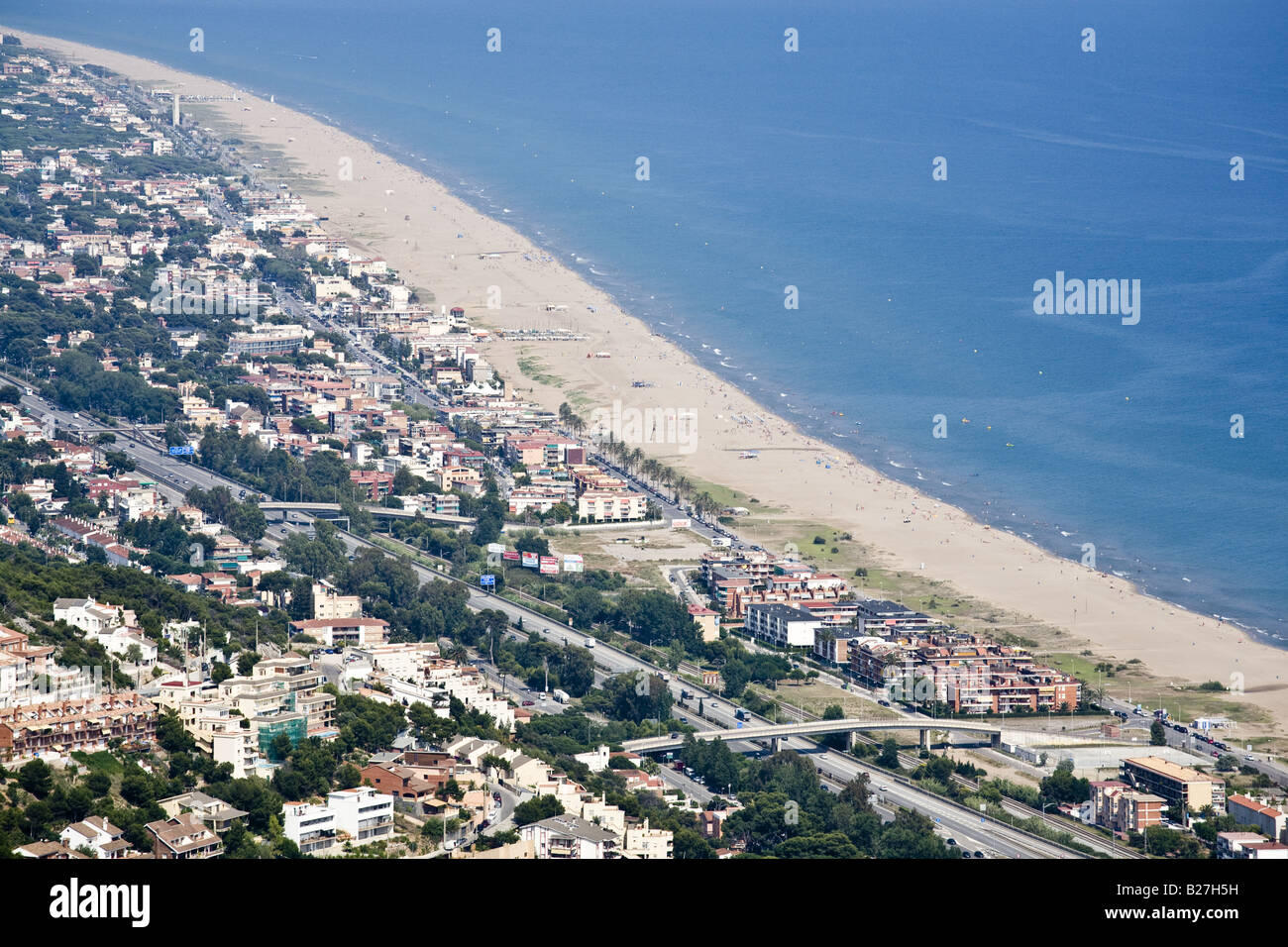 Castelldefels beach. Aerial view Stock Photo - Alamy
