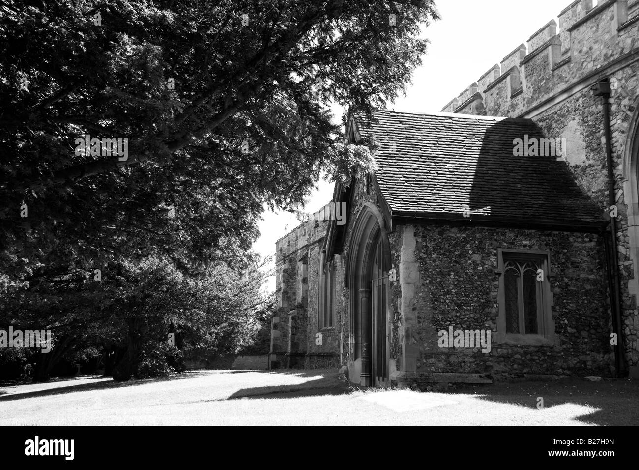 All Saints Church Writtle Black and white photograph Stock Photo - Alamy