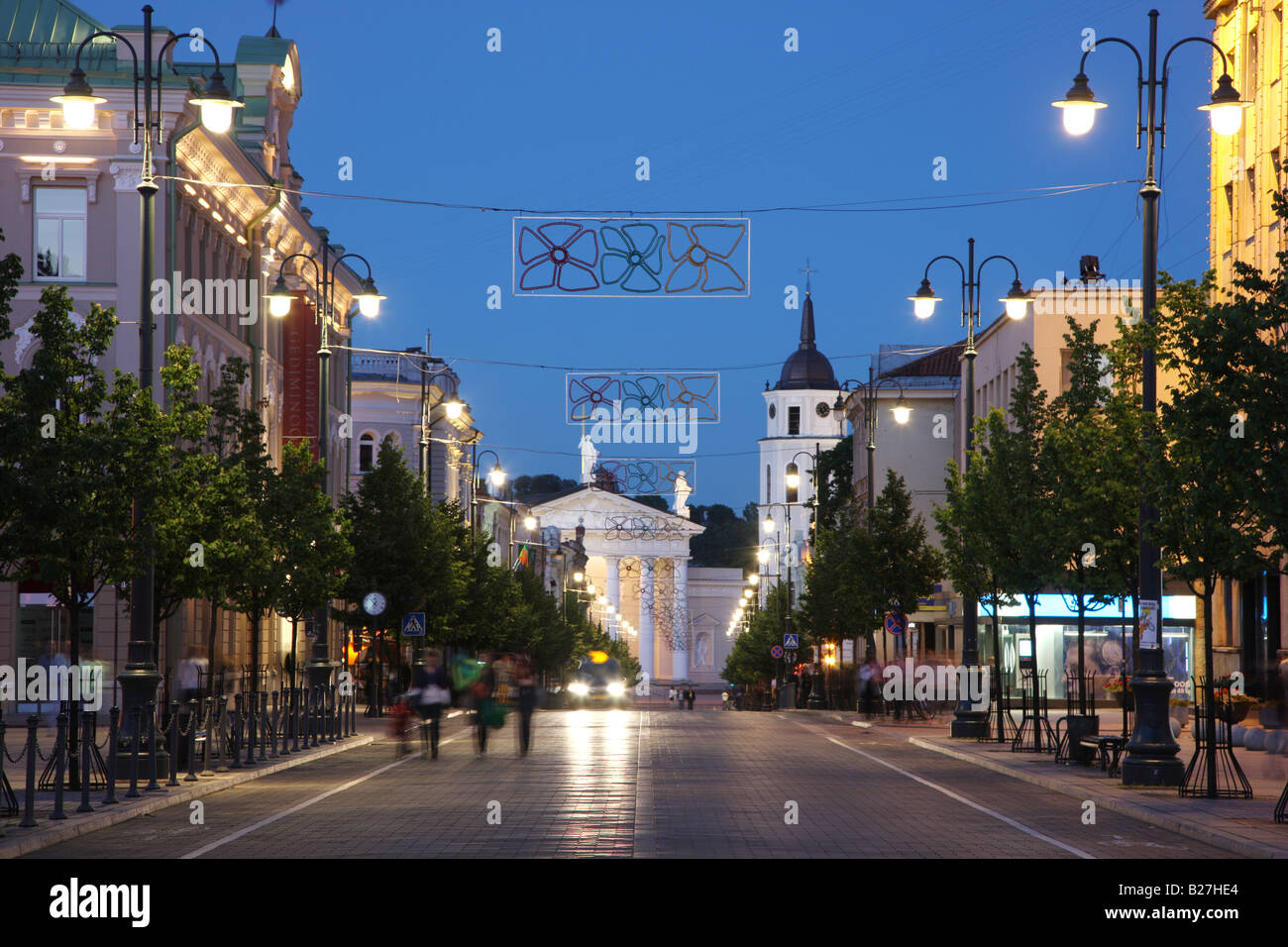 LTU Lithuania Capital Vilnius Gedimino Boulevard shopping street with ...