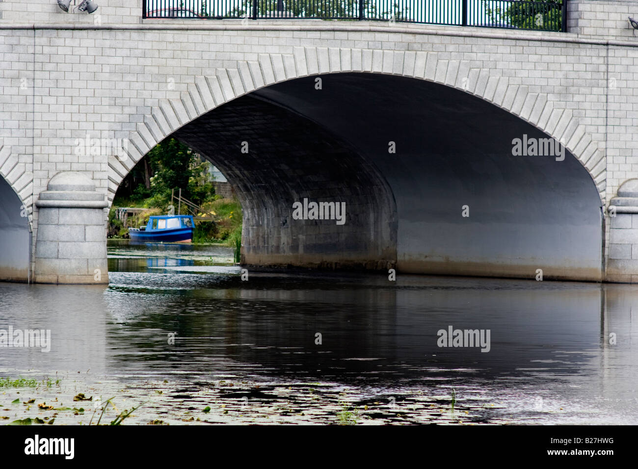 Bridge over the river Bann with small boat Stock Photo - Alamy