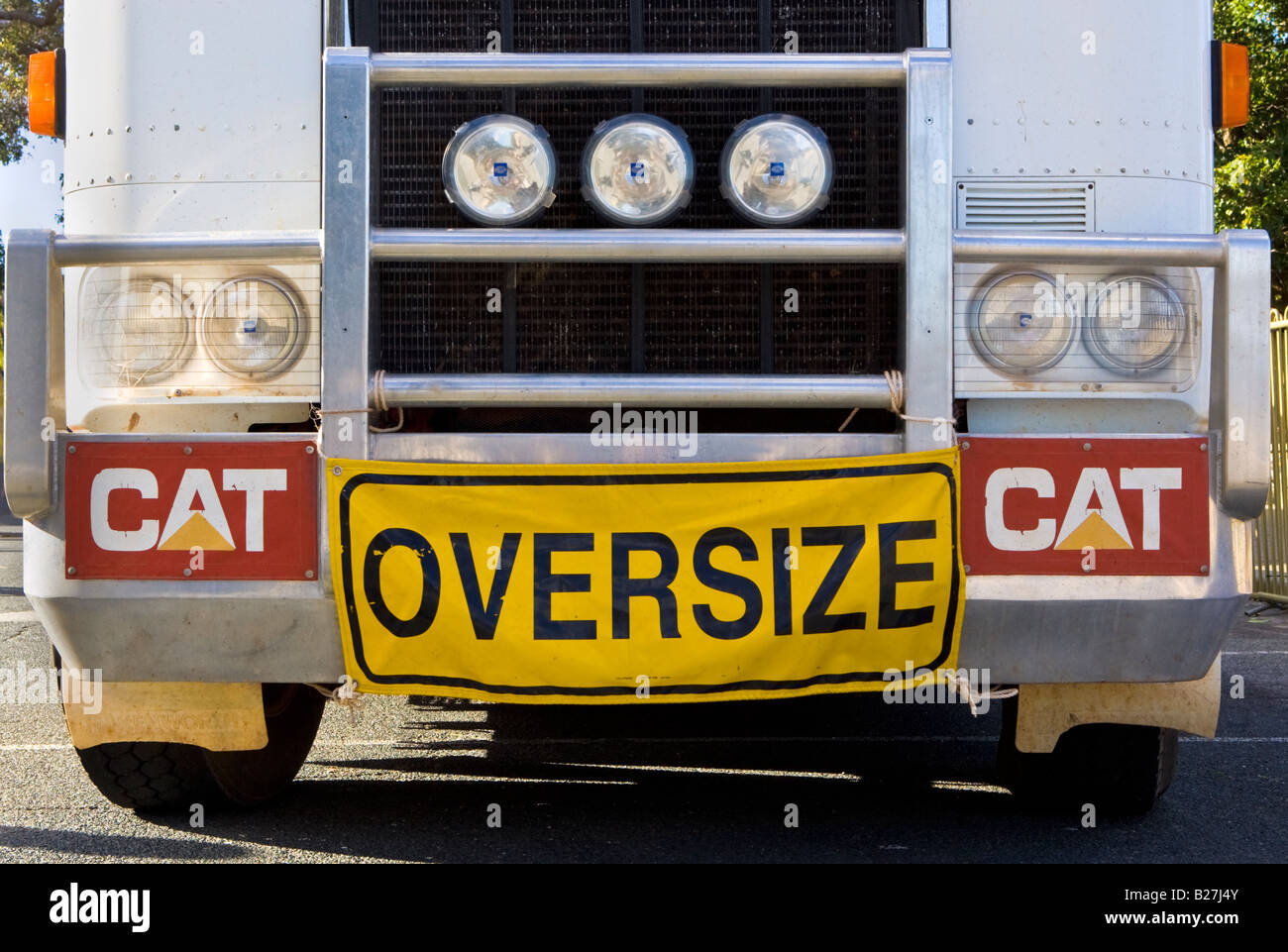 An Oversize sign on the front of a haulage truck Stock Photo - Alamy