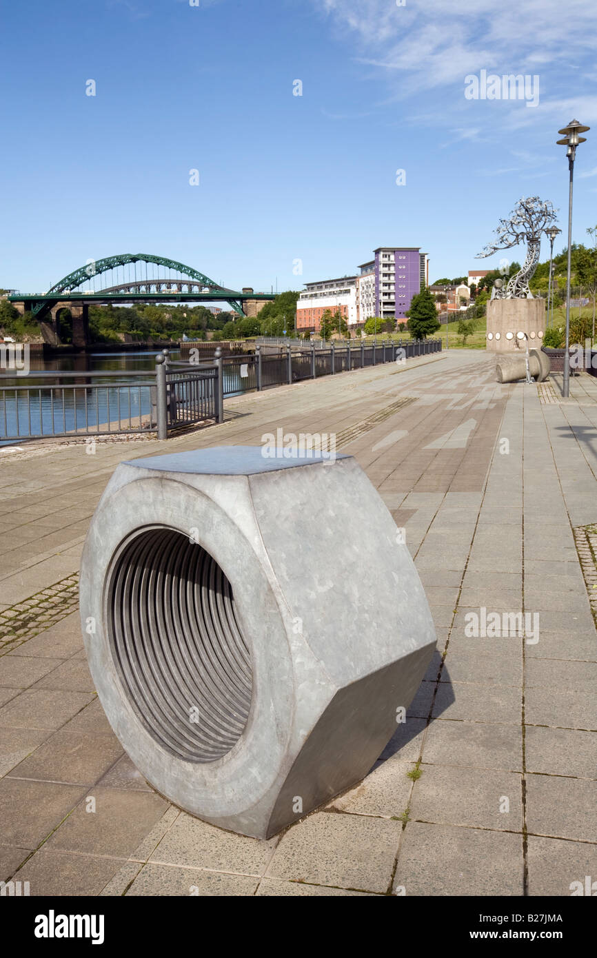 UK Tyne and Wear Sunderland St Peters River Wear riverside sculpture ...