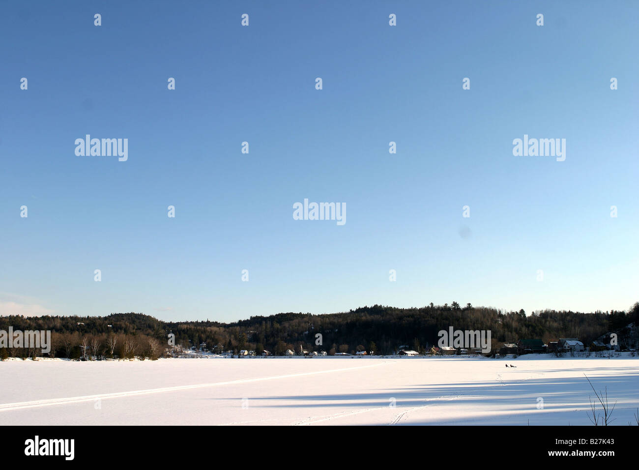 The frozen Gatineau River at Chelsea Quebec north of Ottawa Canada ...