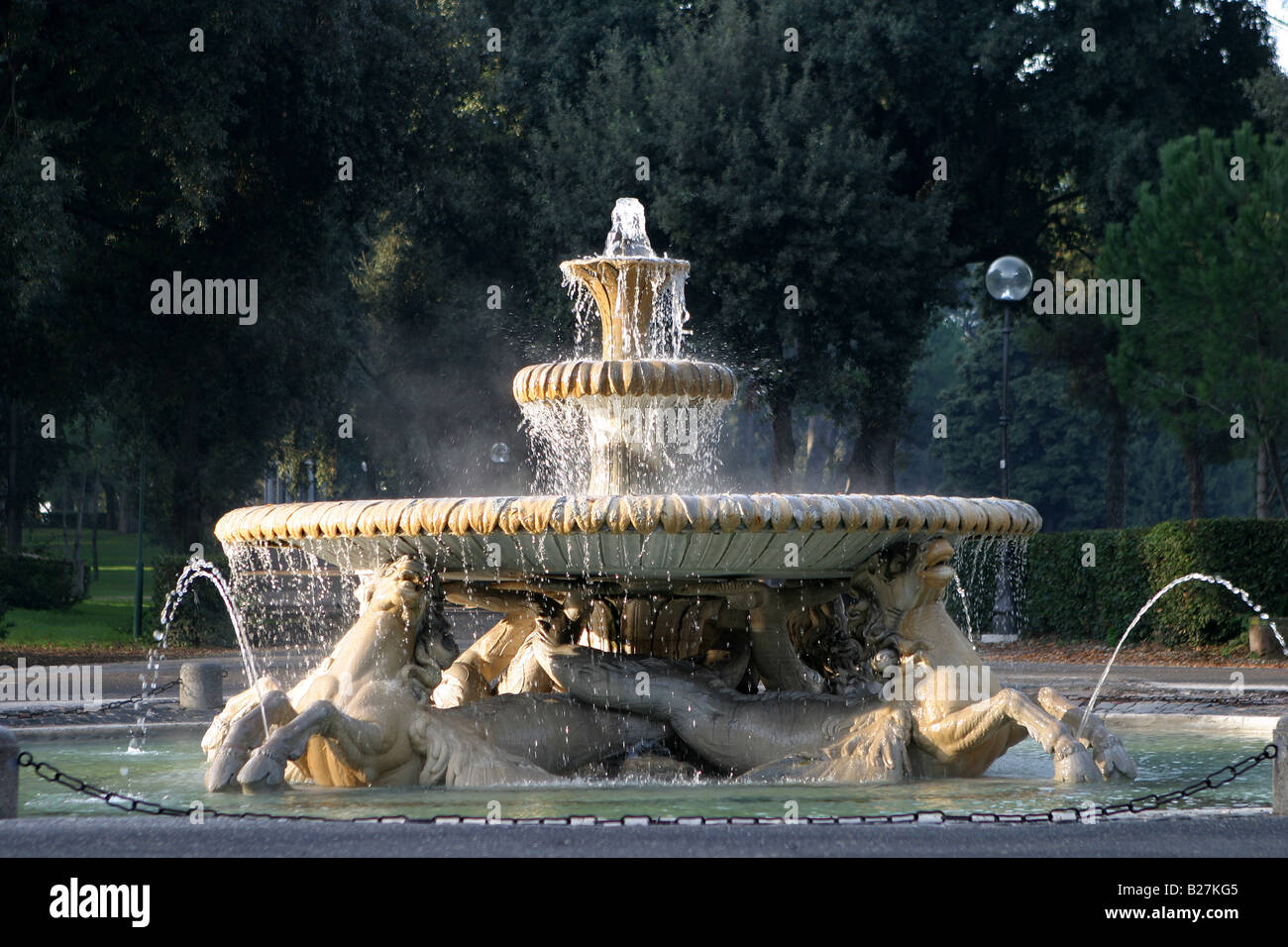 Sculptures and fountains in the grounds of the Borghese Palace in Rome ...