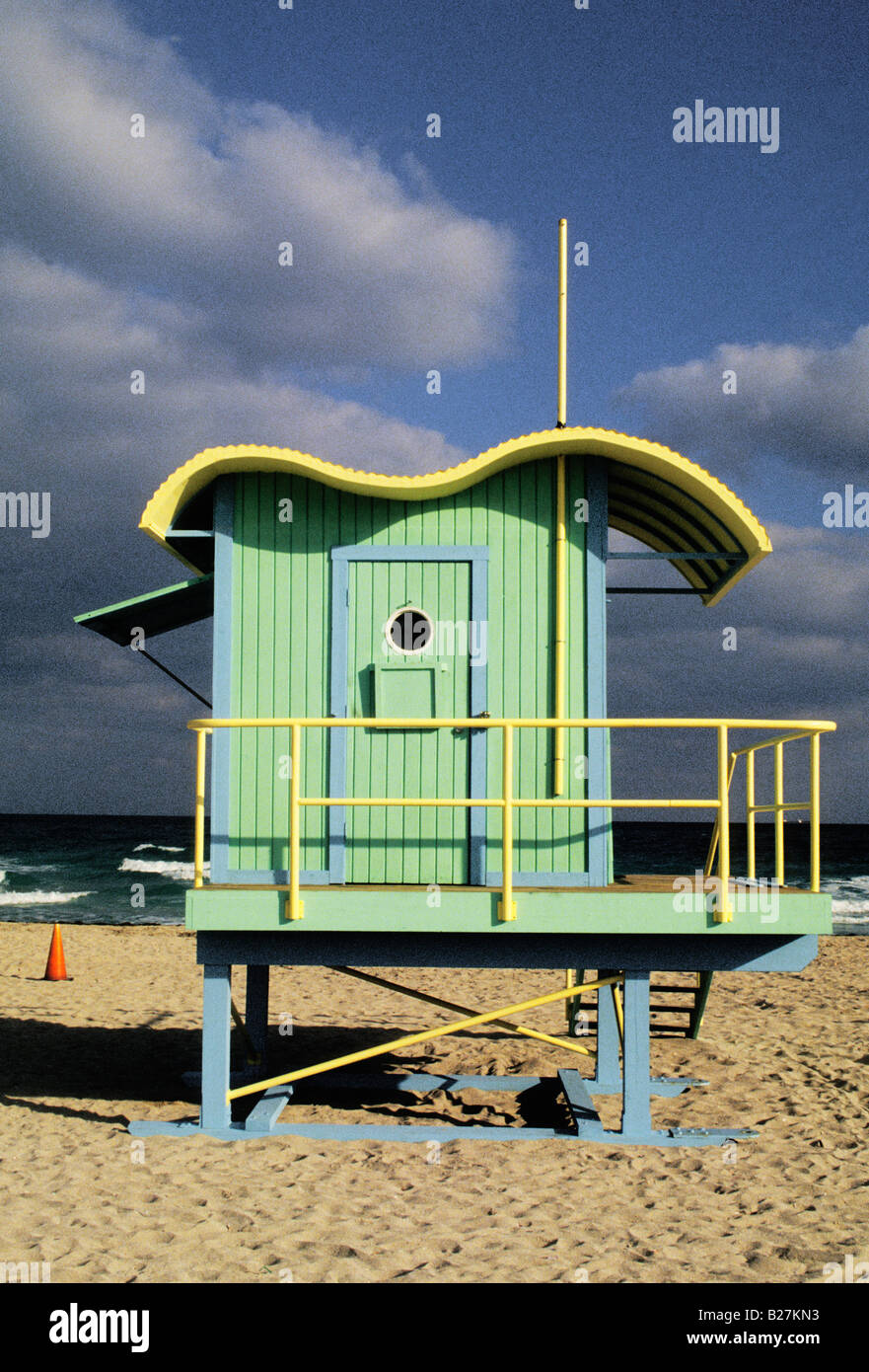 Art Deco Florida, Miami Beach, South Beach lifeguard station or guard ...