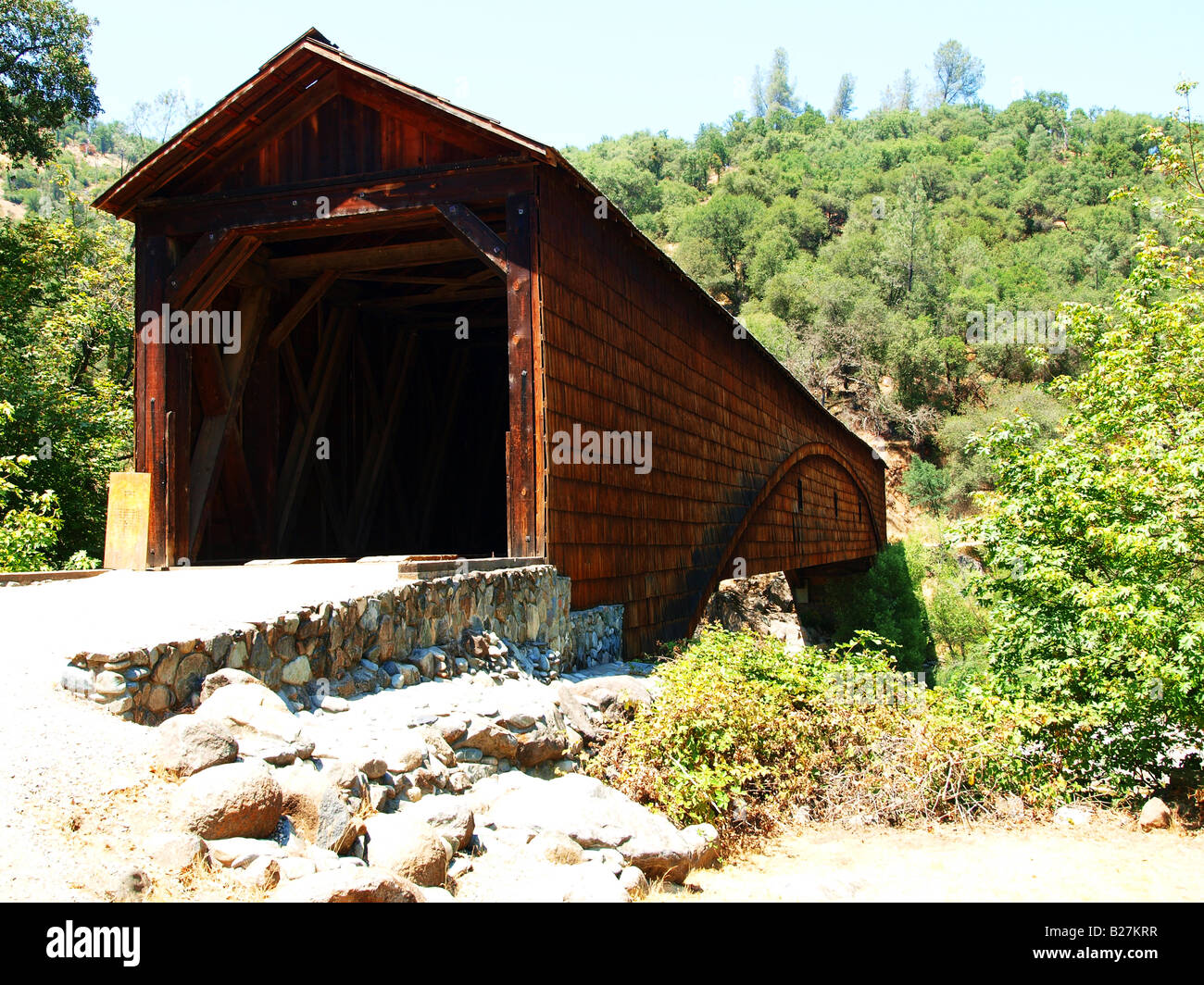 The longest covered bridge in existence spans the Yuba river Stock Photo - Alamy