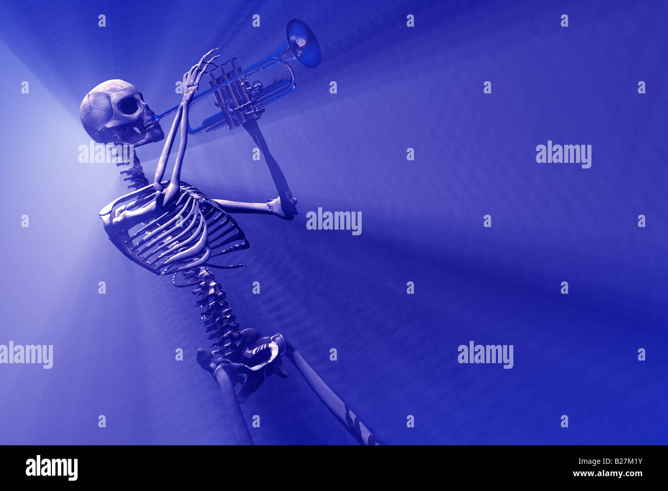 Skeleton playing a trumpet Stock Photo - Alamy