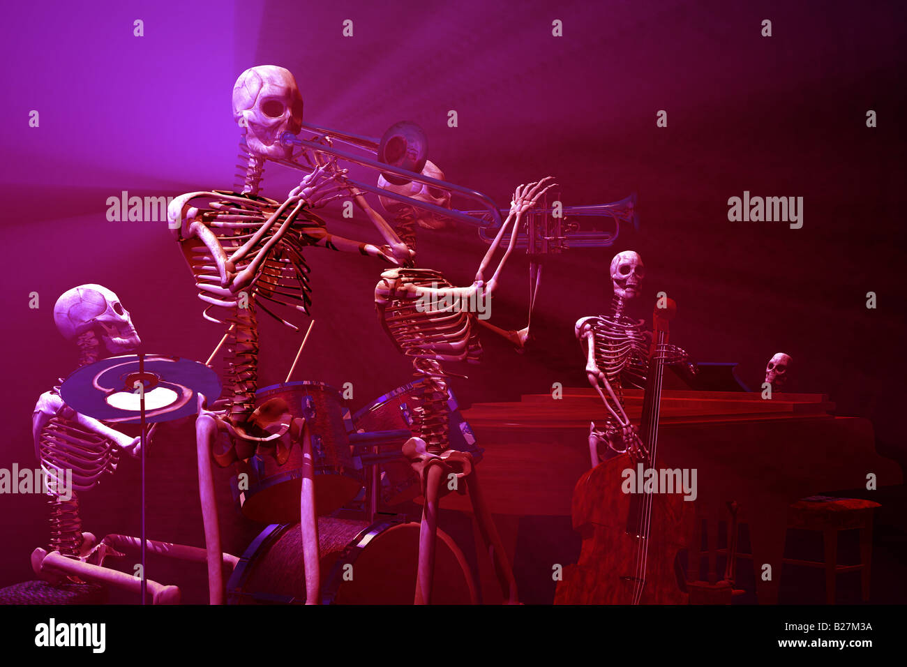 Skeleton playing trumpet hi-res stock photography and images - Alamy
